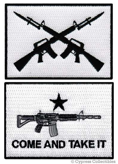 Buy LOT of TWO BIKER GUN PATCHES AR-15 RIFLE embroidered iron-on COME ...
