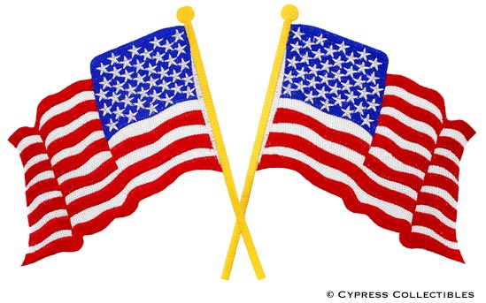 Buy AMERICAN FLAGS CROSSED PATCH embroidered BIKER LARGE USA ...